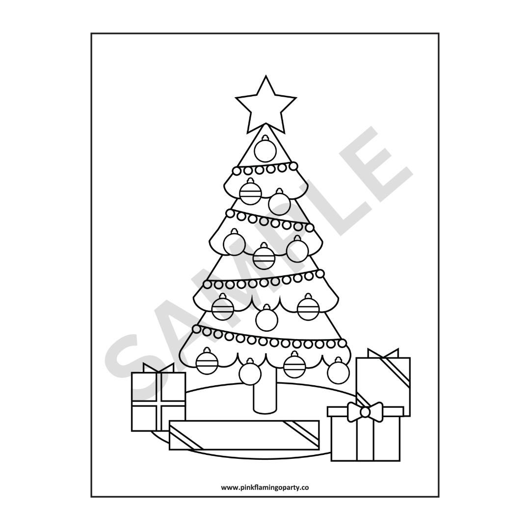 Christmas Tree Coloring Sheet – Pink Flamingo Party Co.