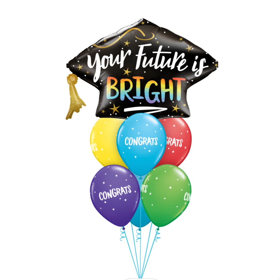 Graduation Cap Colorful Balloon Bouquet – Pink Flamingo Party Co.